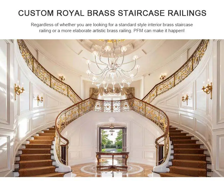 Modern Gold Stair Railing - Luxury Brass Handrail Decor