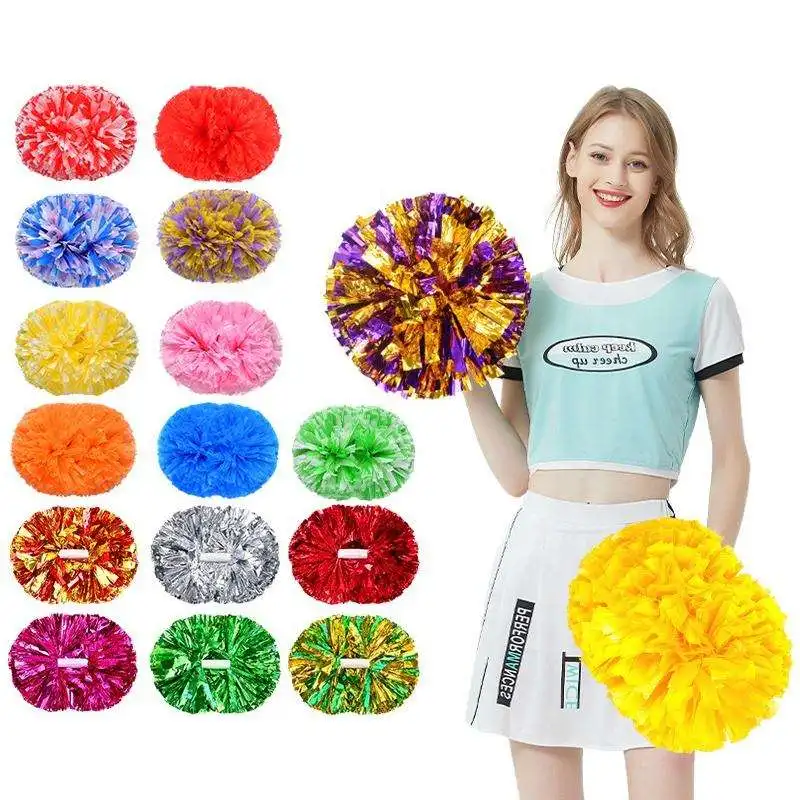 Cheerleading Pom Poms With Baton Handle For Team Spirit Sports Dance ...