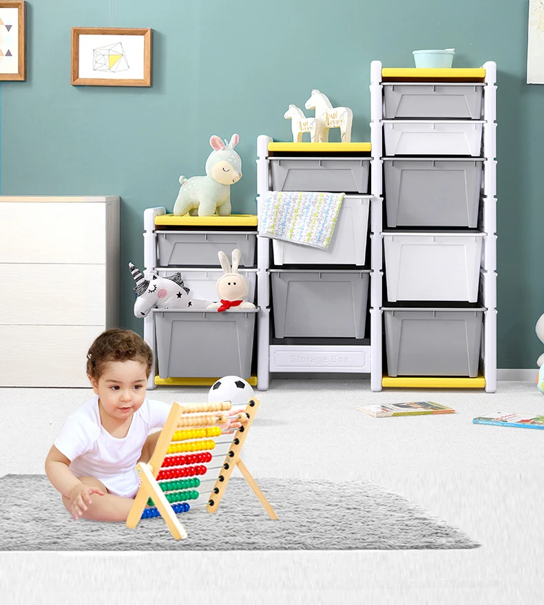 Multi-function Safe And Firm Toy Cabinet Plastic Pink Yellow Blue Gray ...