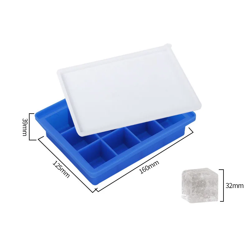 12-cavity Square Shape Ice Block Mold Non-stick Silicone Material With ...