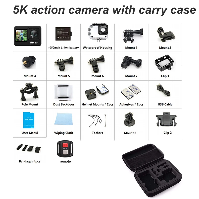 Go Pro Type 5k 30fps Icatch V39 Imx386 Sports Action Camera With Eva ...