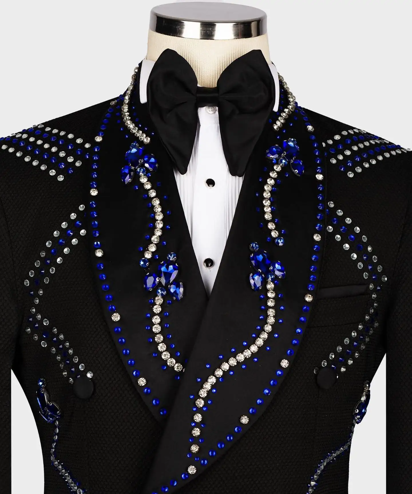 Custom Rhinestone Shining Double Breasted Wedding Suit For Men Formal ...