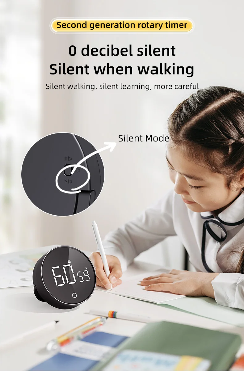 Rotary Silent Visual LED Digital Mini Smart Touch Round Magnetic ...