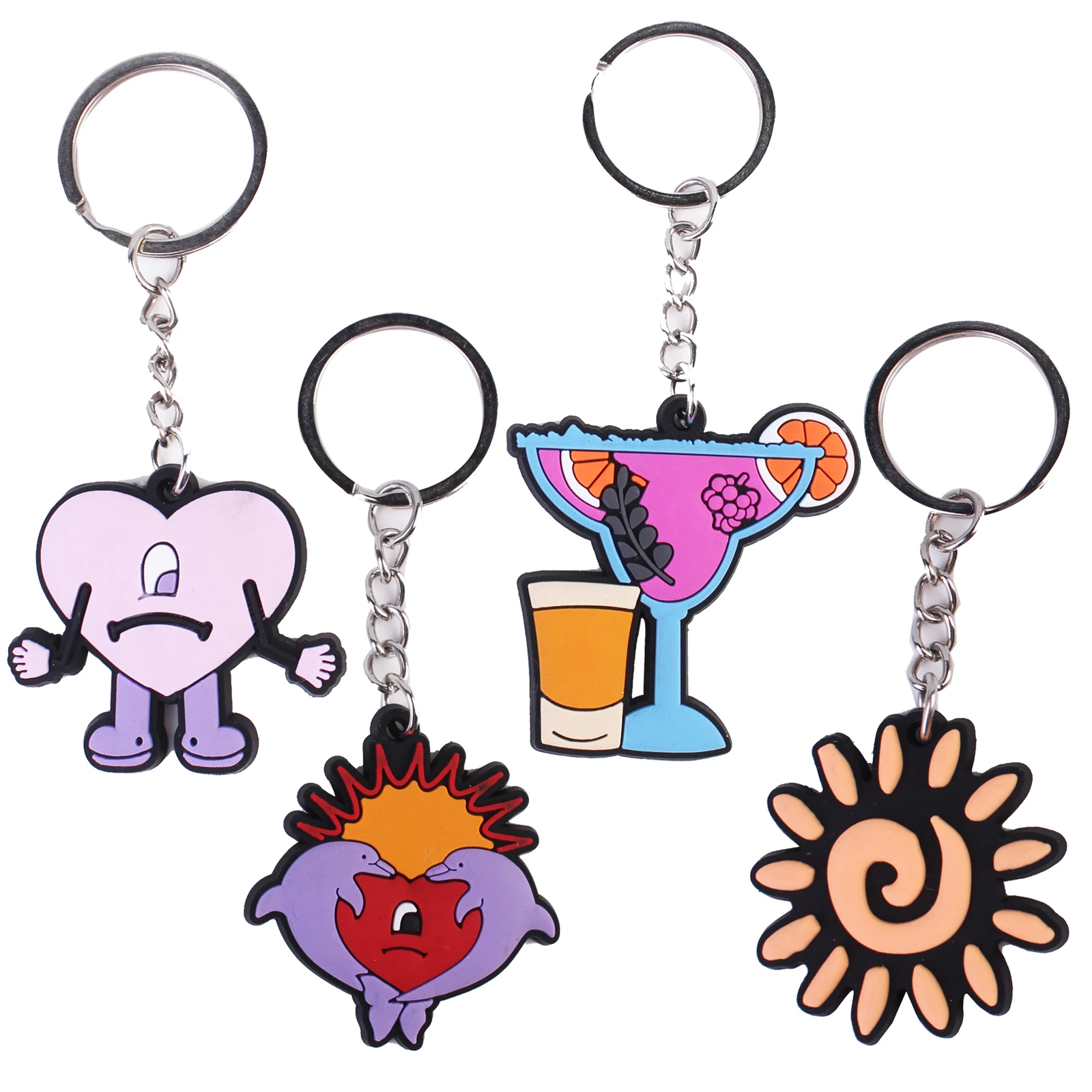 Wholesale Custom Rubber 2d Cartoon Designer Keyrings Anime Keychains ...