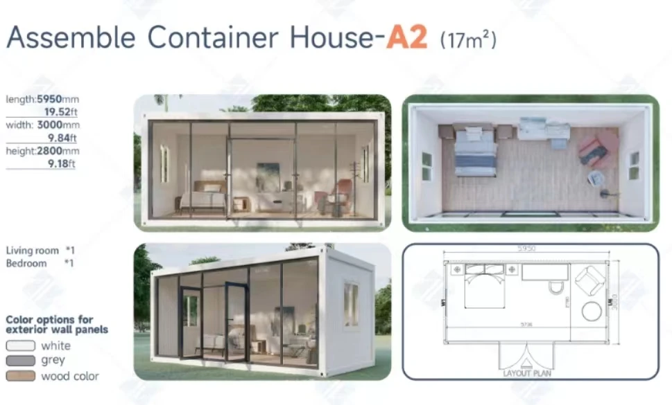 Glass Wall Container Homes Prefab Tiny Office Modular House Movable ...