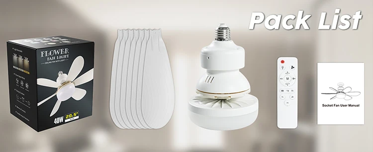 LED Flower Fan Lamp 40W with Remote Control - Three-Color Light for ...