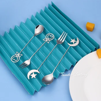 Mini Creative Moon Star Hippocampus Love Heart Stainless Steel Desser ...