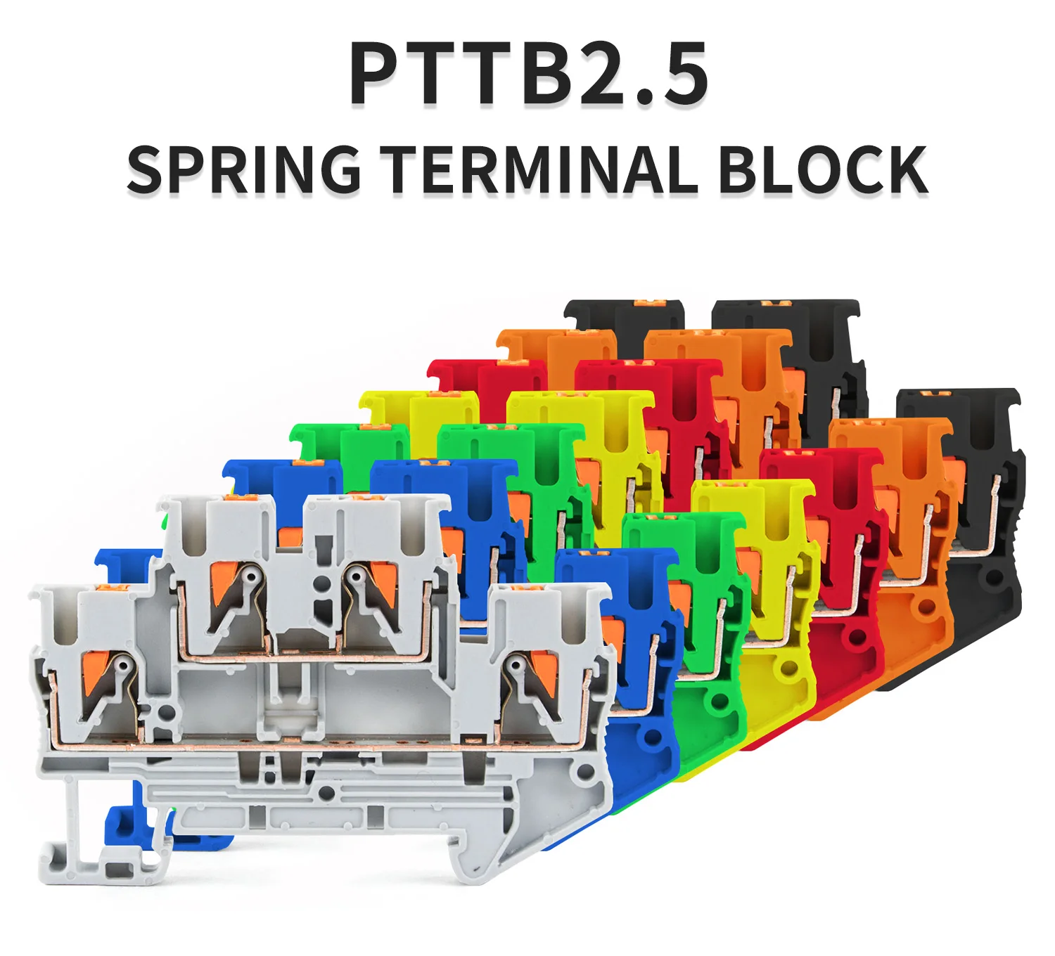 CHFRPU PTTB2.5 2.5mm2 DIN Rail Plug-in 2-ply Spring Terminal Block DC24/220v Positive Conducting ...