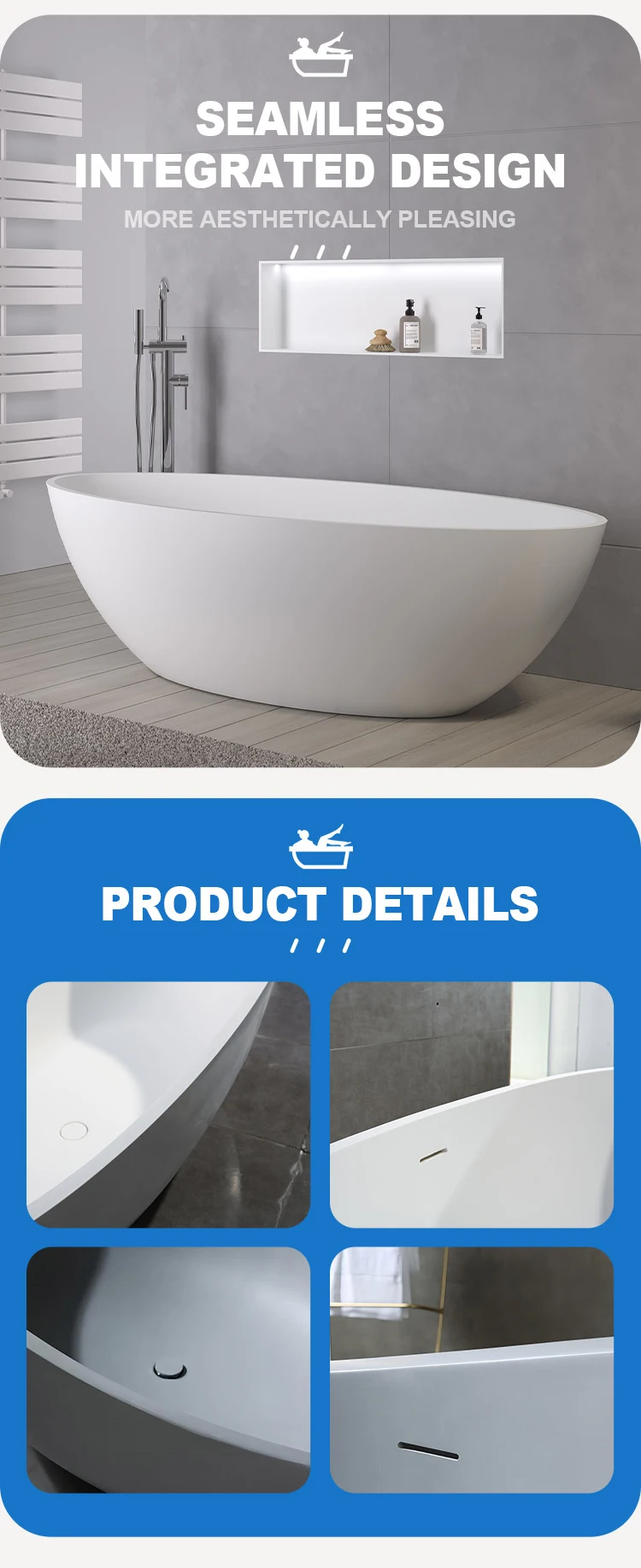Modern Freestanding Wave Bathtub - Eco-Friendly & Stylish