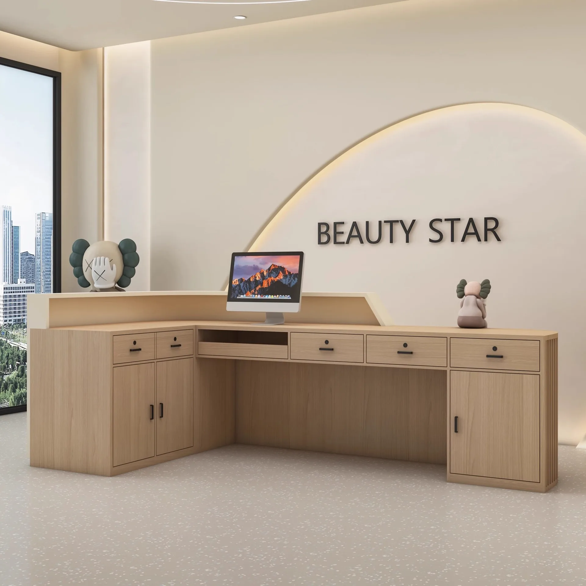 Modern Style Barbershop Commercial Furniture Logo Customizable Front ...