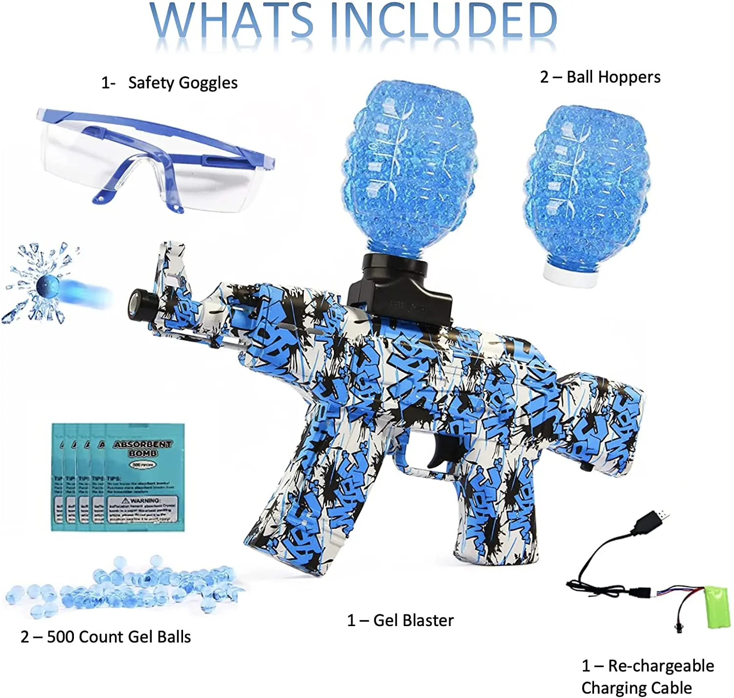 Outdoor Splatter Ball Toy Gun Electric Toy Gun Gel Bullet Water Gel ...