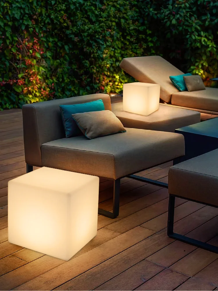 Creative Cube Seat For Outdoor Lounge Glowing Waiting Bench Portable ...