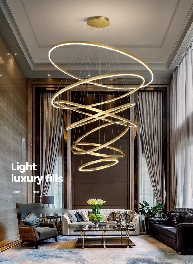 Modern Chandelier Large Led Pendant Light Fixture Luxury Acrylic ...