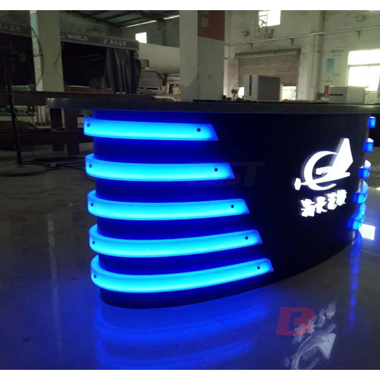 Blue LED TV Station Radio News Desks Broadcast Table
