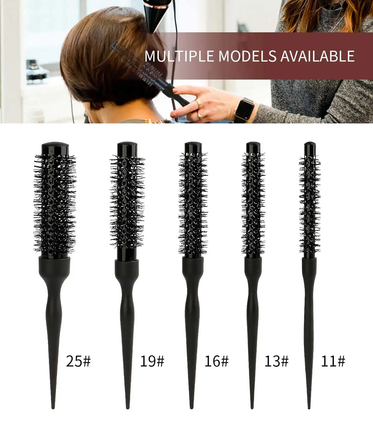 Nylon Toothed Hair Comb Styling Curly Hair Brush Aluminum Tube Rolling ...