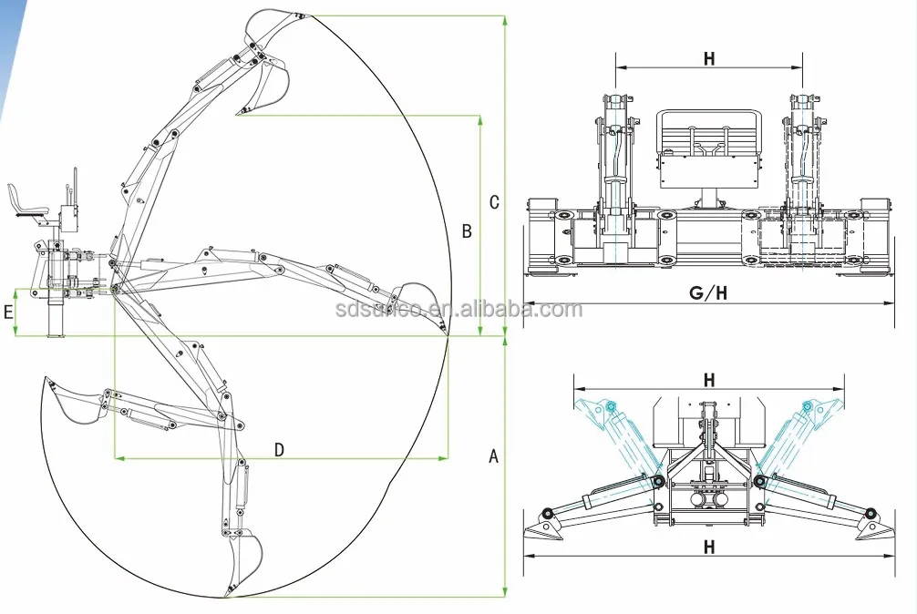 Small Tractor Mounted Back Hoe/3 Point Backhoe Digger Attachment ...