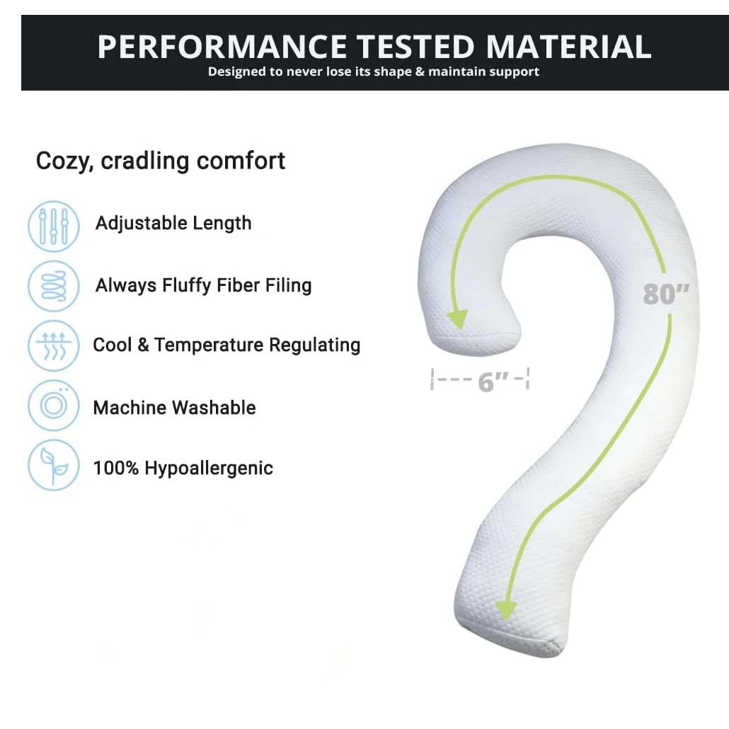 Contour Swan Body Pillow - Cooling & Customizable Comfort
