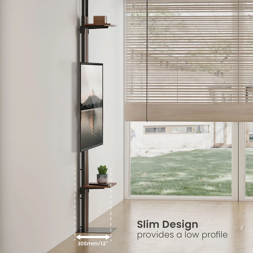 Height Adjustable Floor-to-ceiling Tv Stand With Shelves For 32 To 65 ...