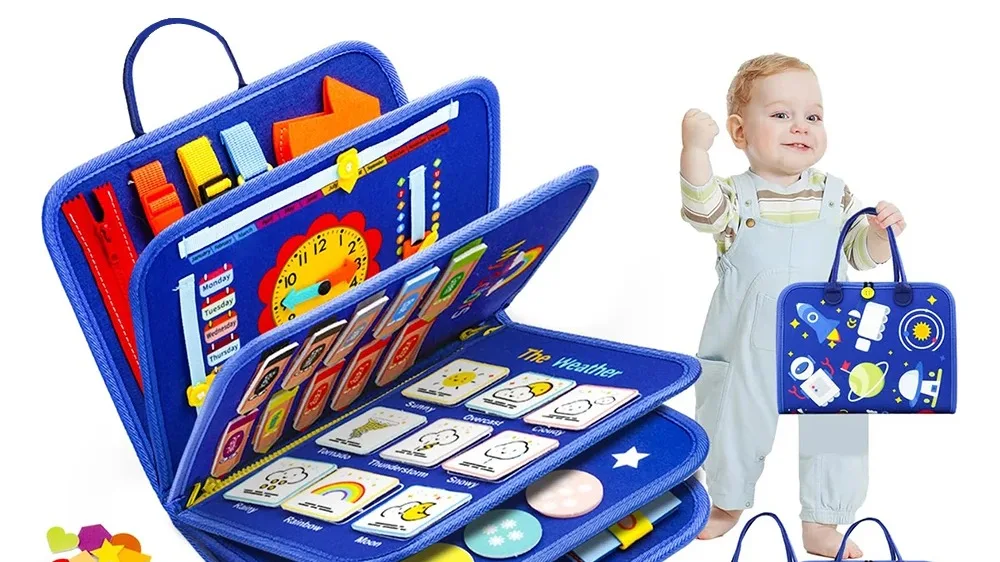 Kids Educational Learning Felt Montessori Busy Board Plane Car Rides ...