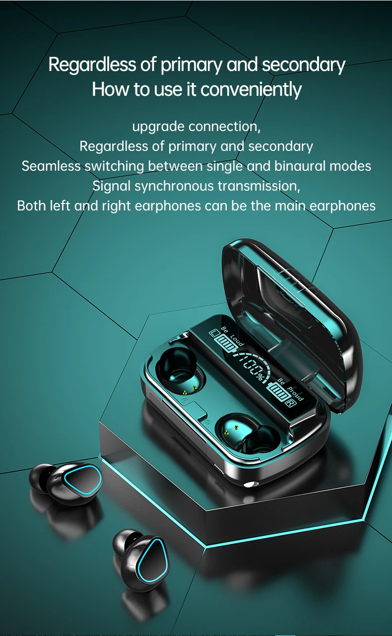 M30 Headphones Tws Wireless Earphones V5.3 9d Stereo With Flashlight ...