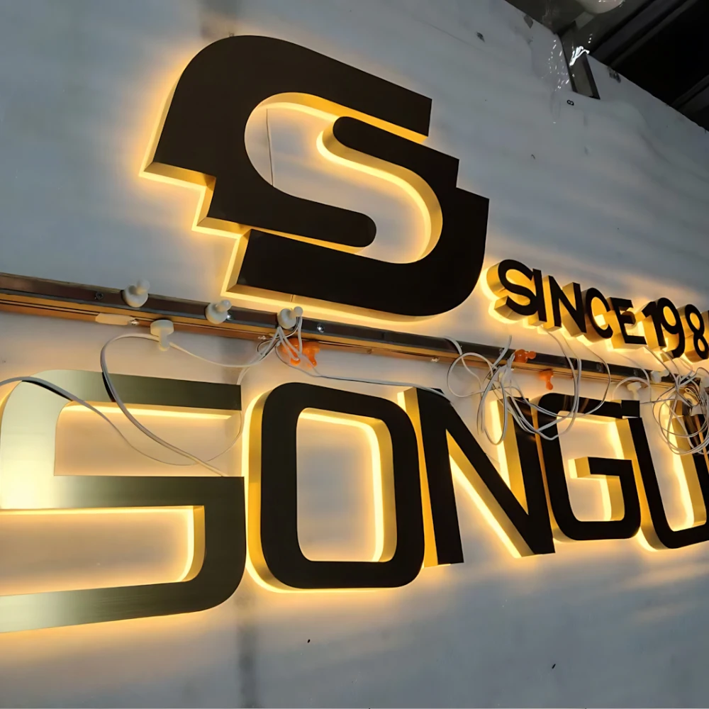 Custom 3D Luminous Wall Logo Sign Stainless Steel LED Letters for ...