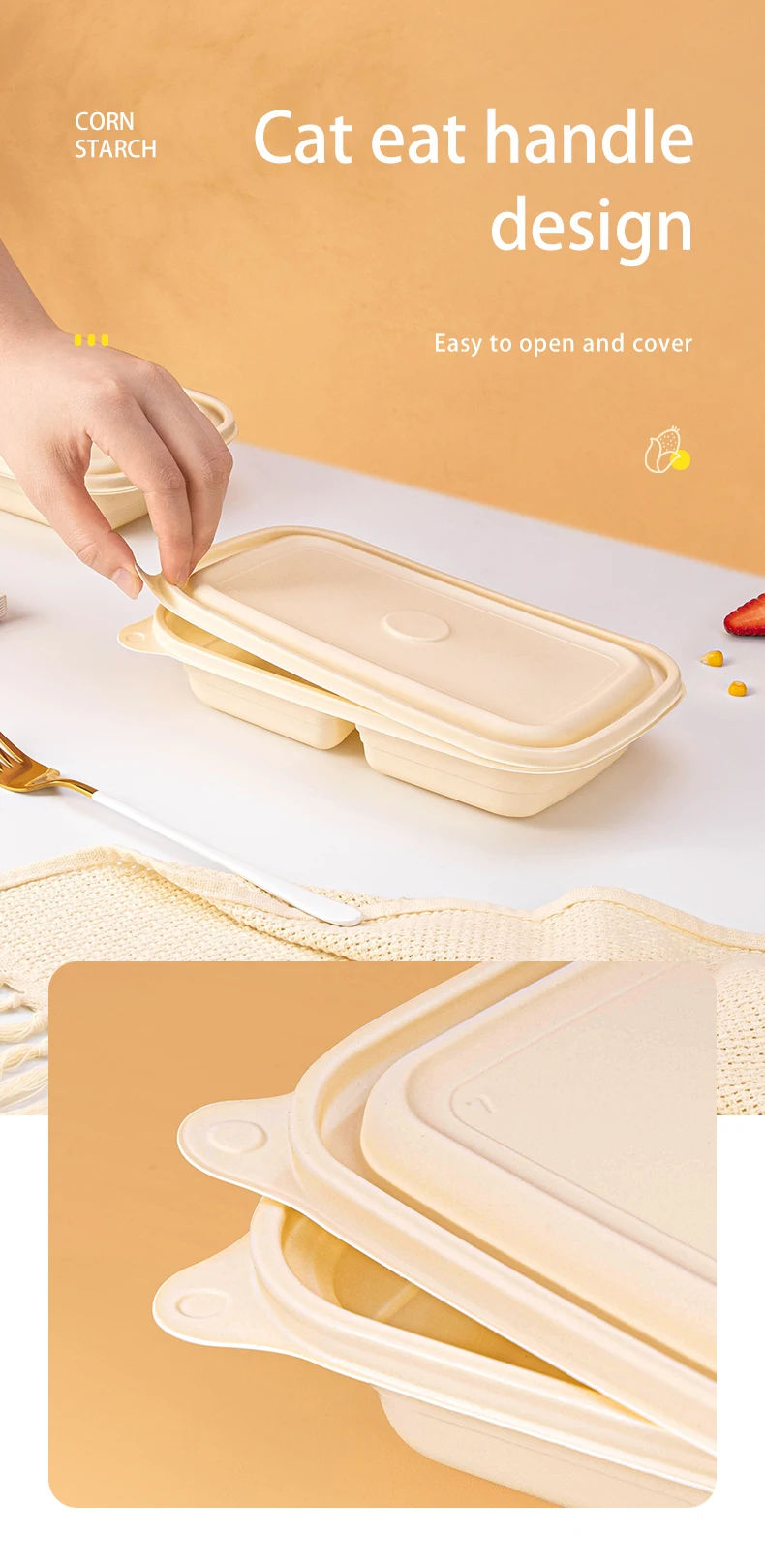 High Quality Rectangle Biodegradable Plastic Take Away Food Container ...