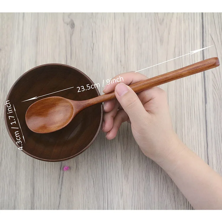 Kitchen Utensil Long Handle 9 Inch Wood Ice Cream Spoon Wooden Honey ...