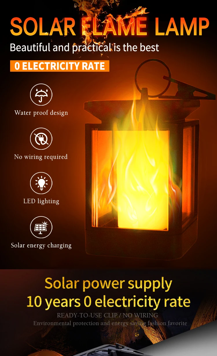 Fire Torch Light Warm White Ip 55 Decoration Outdoor Lantern Lamp Led ...