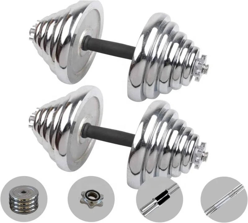 Professional Chrome Commercial Steel Dumbbell Set Portable Cast Iron ...