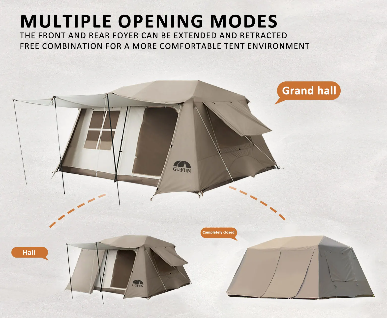 GOFUN Roof Ridge 13 Trip Tent - Durable Outdoor Camping Tents