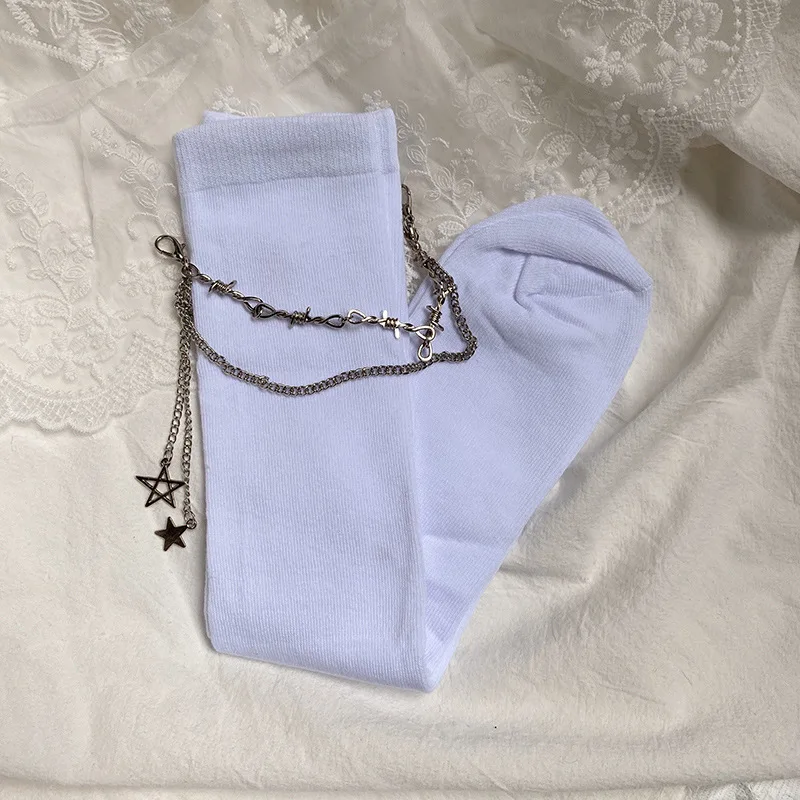 Harajuku Gothic Punk Black Chain Calf Socks - Buy Punk Chain Calf Socks ...