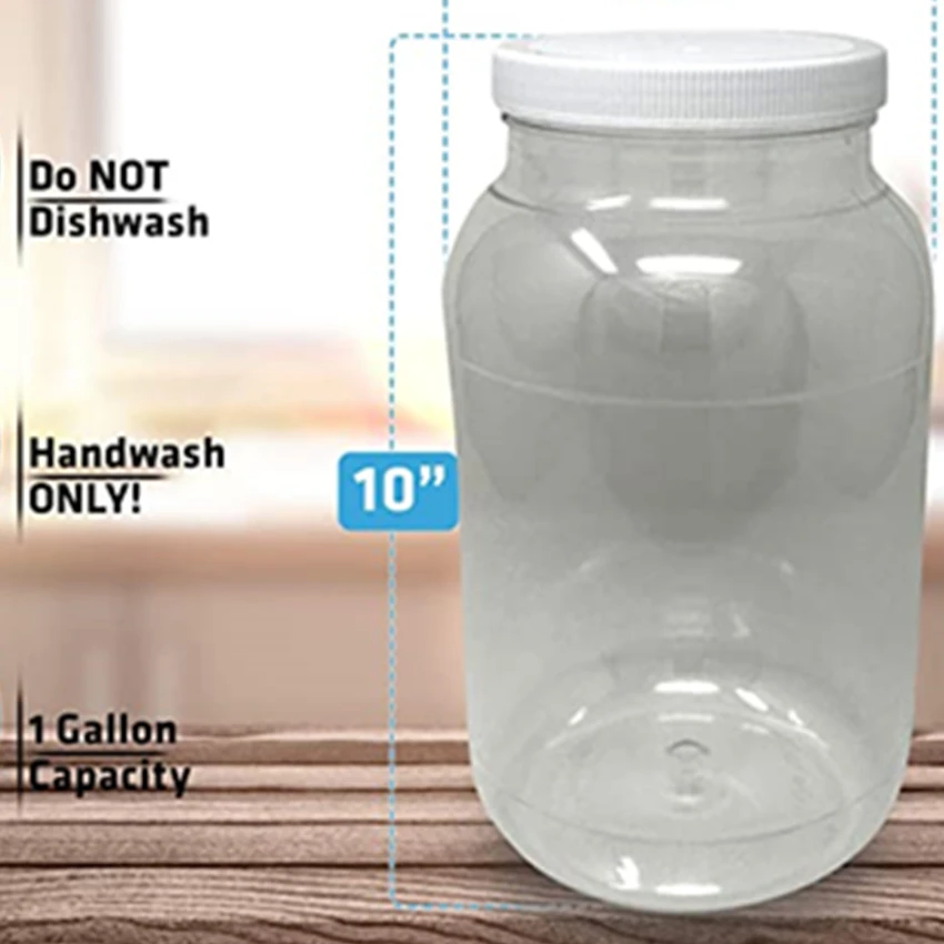 1 Gallon Clear Plastic Jars With Ribbed Liner Screw On Lids,Pet Plastic ...