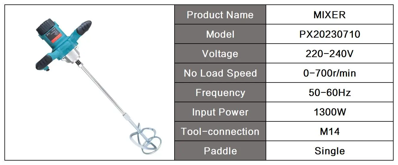 1300W Portable Electric Concrete Cement Plaster Paddle Mixer Pro Drill ...