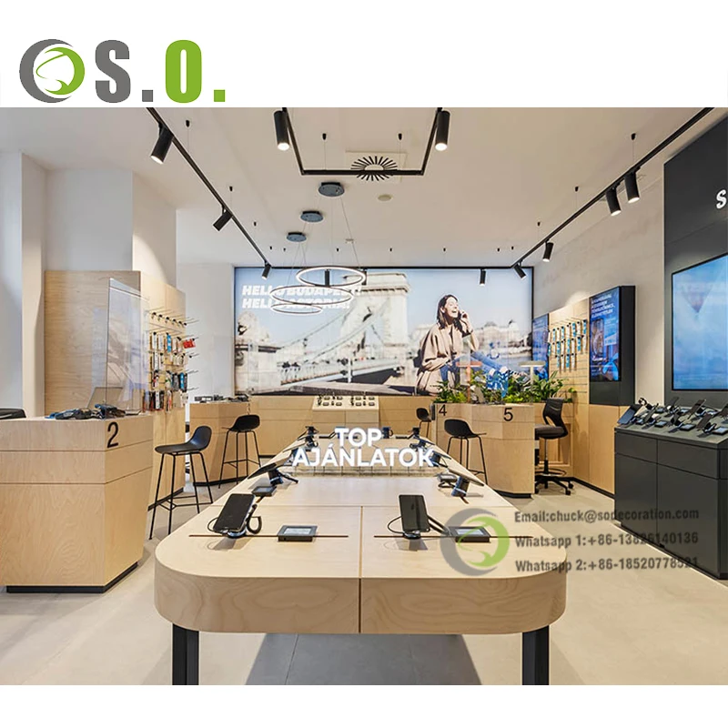 Mobile Phone Showcase Shopping Mall Wooden Mobile Phone Repair Shop ...