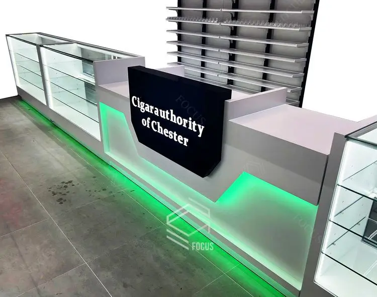 Retail Display Table Tempered Glass Kiosk Smoke Shop Cigarette Counter ...