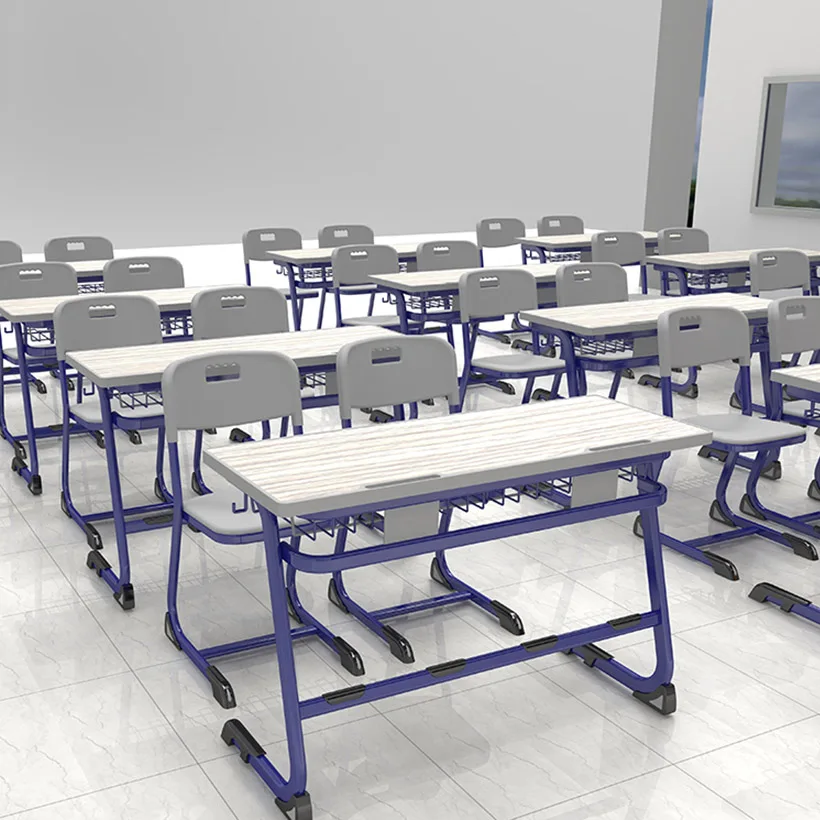 High school and college classrooms double desks and chairs for students ...