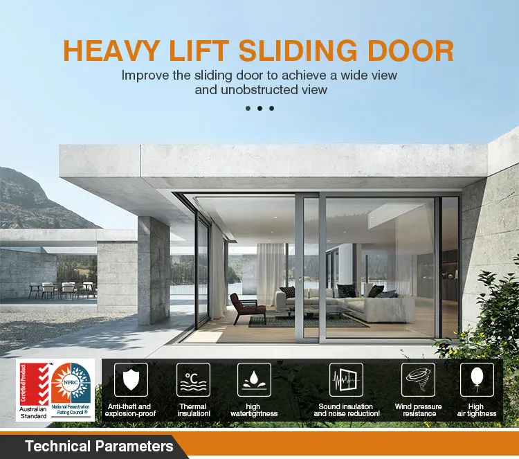 Exterior Large Heavy Duty Insulated Sliding Patio Doors Aluminum ...