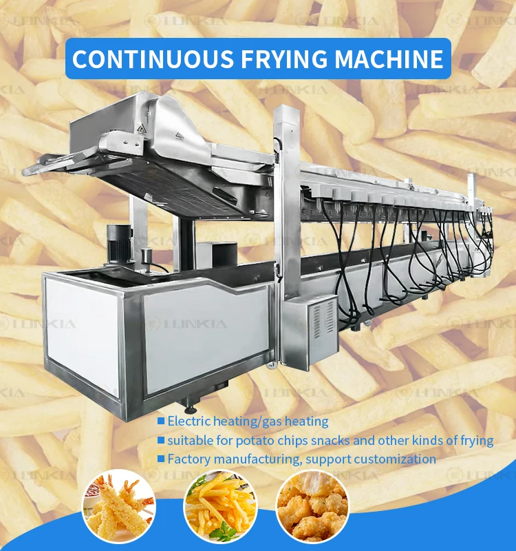 LONKIA Continuous Meat Breaded Chicken Steak Fryer Chicken Nuggets Electric Heating Frying ...