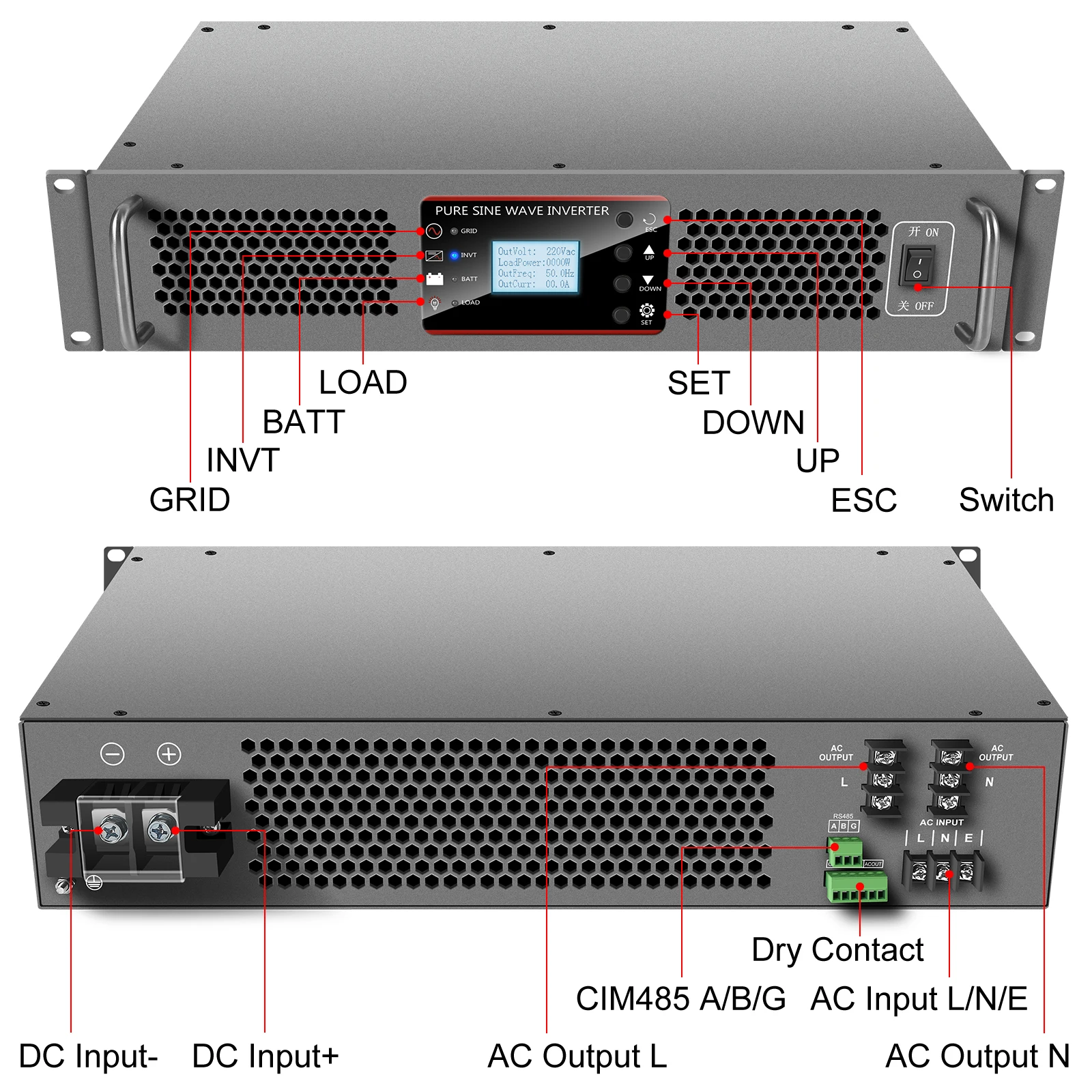 19 Inch Rack Mount Dc 12v 24v 48v Circuit Diagram 3kva Power Inverter ...