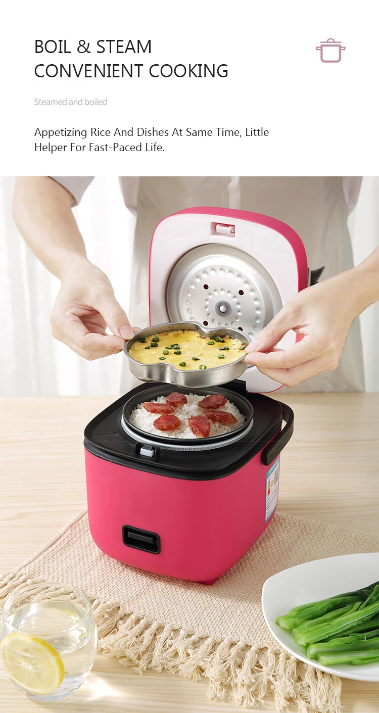 1.2l 2-3 Cup Mini Electric Rice Cooker With Steam & Rinse Basket For ...