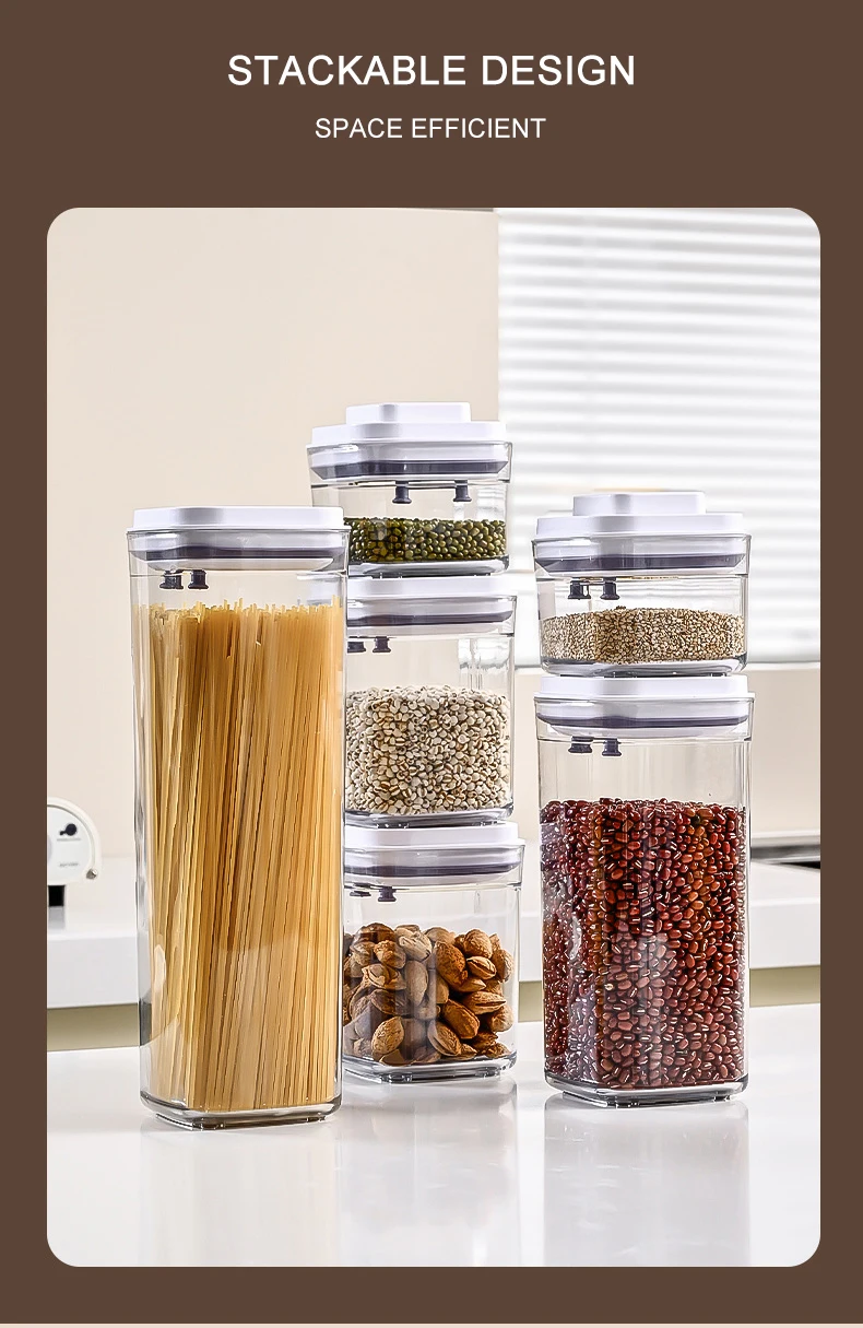 Pop Up Airtight Plastic Stackable Kitchen Organizer Cereal Dispenser ...
