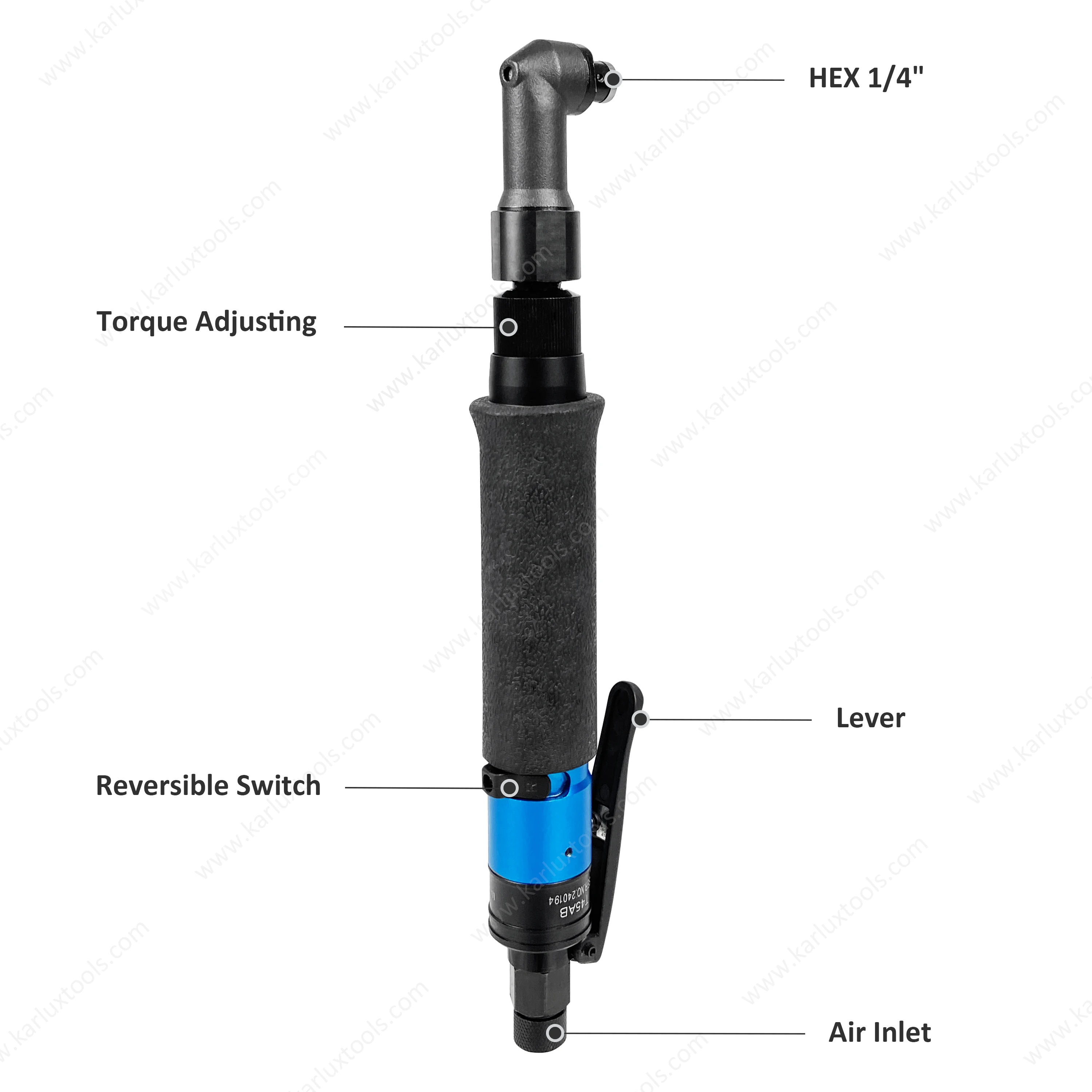 800rpm Torque Range 8-40kgf-Cm 90 Degree Angle Air Screwdriver