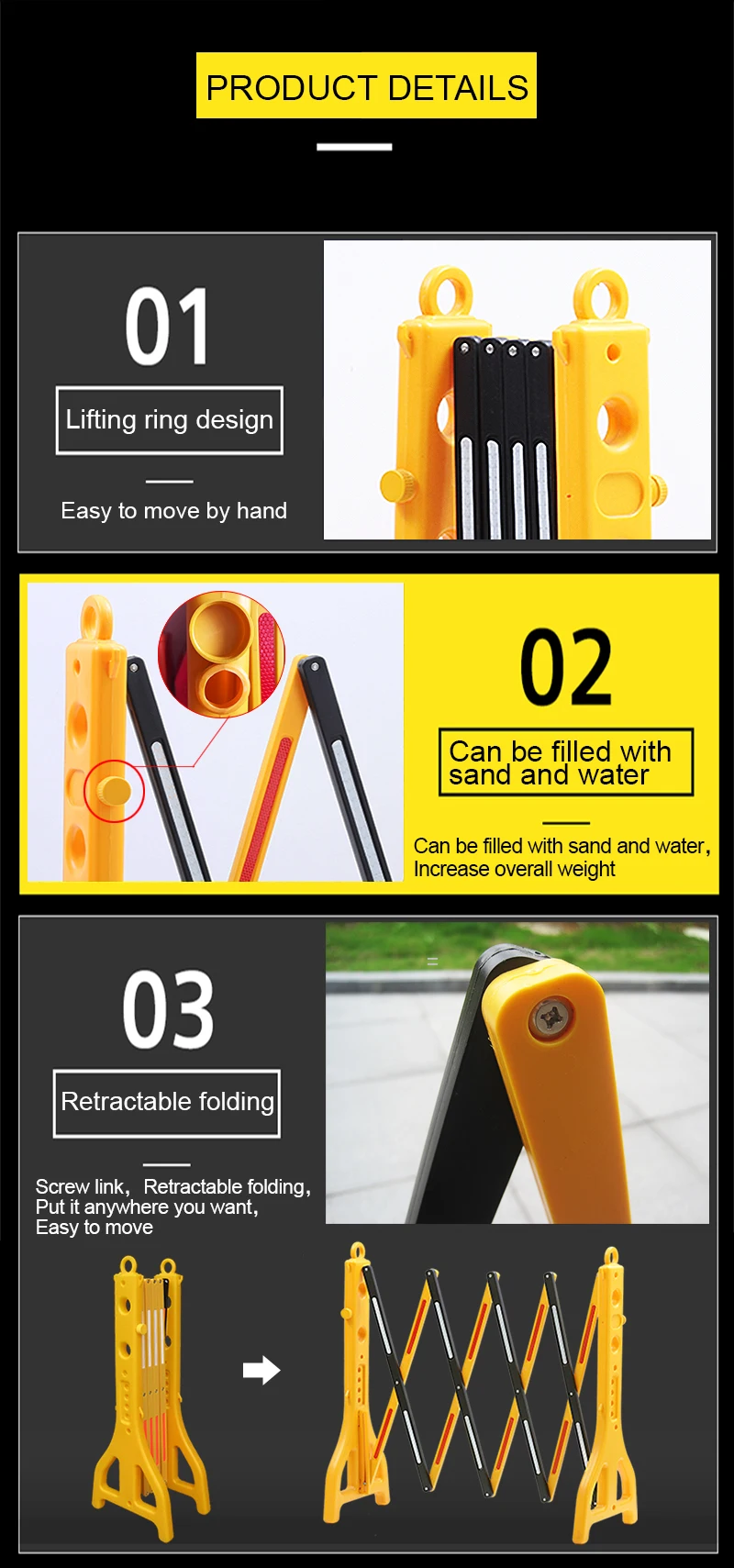 Hdpe Expandable Safety Expanding Barrier Retractable Barricade Foldable ...