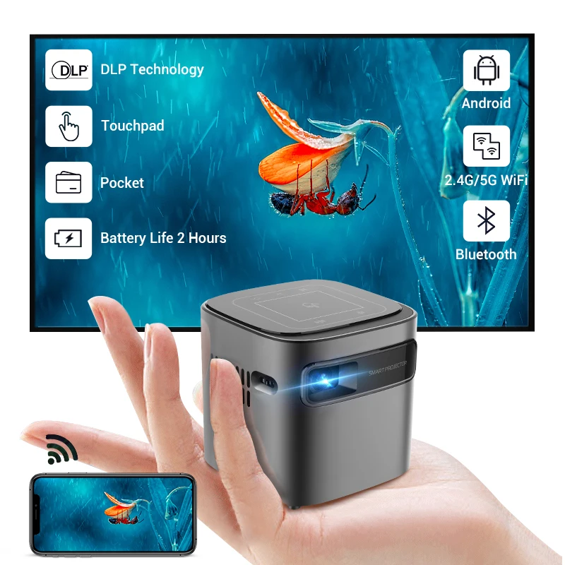 Outdoor Dlp Movie Cube Projectors For Phone Android Wifi Colable Hd14 ...