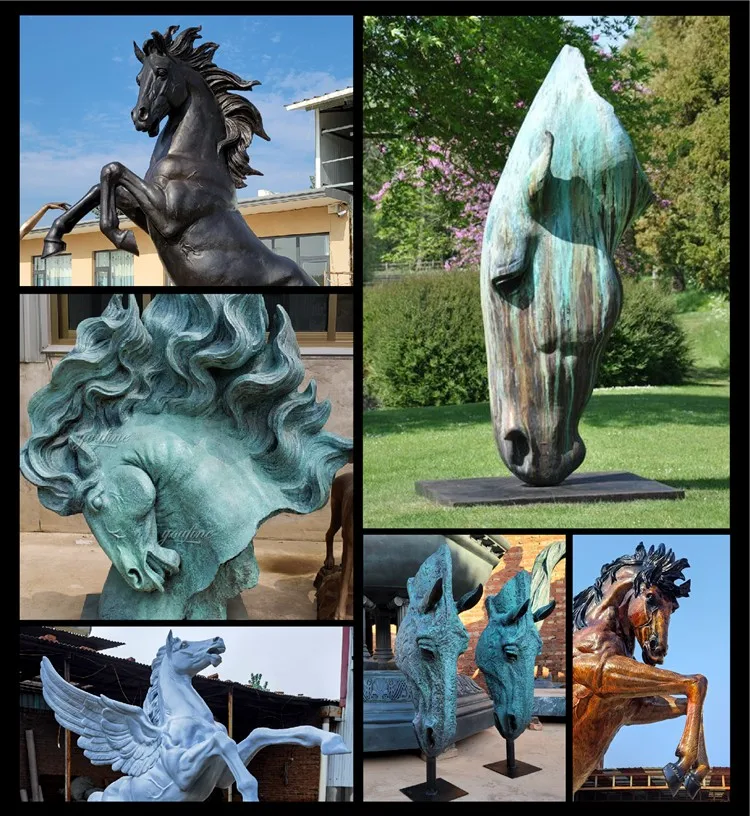 Outdoor Garden Life Size Copper Jumping Bronze Horse Sculpture Statue
