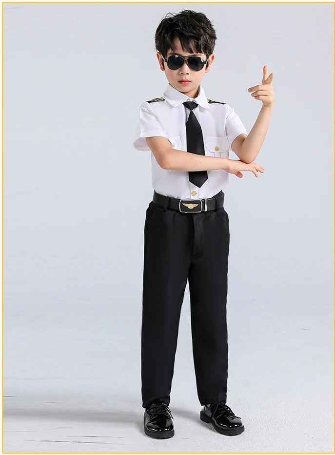 Kids Airline Pilot Uniform Shirt - Stylish Dress-Up for Parties ...