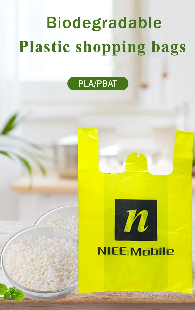Custom Printed Restaurant Plastic Shopping Bag T-shirt Food Tack Out ...