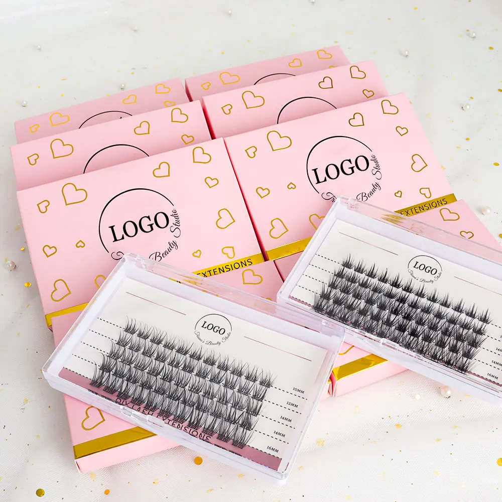Bulk Cluster Lashes Fluffy Private Label Natural D Curl Cluster Lash