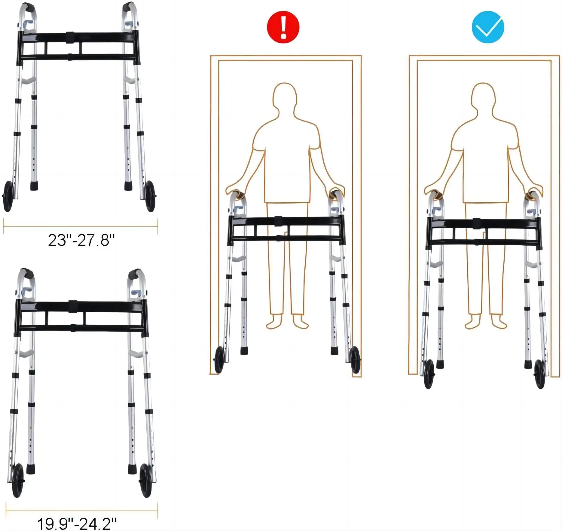 Mason Folding Walker with 5 Inches Wheels - Adjustable Rollator