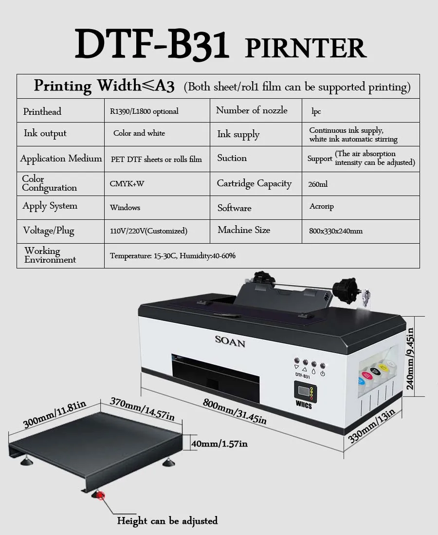 12 Inches Desktop A3 Size Dtf Printer T-Shirt Printing Machine for ...